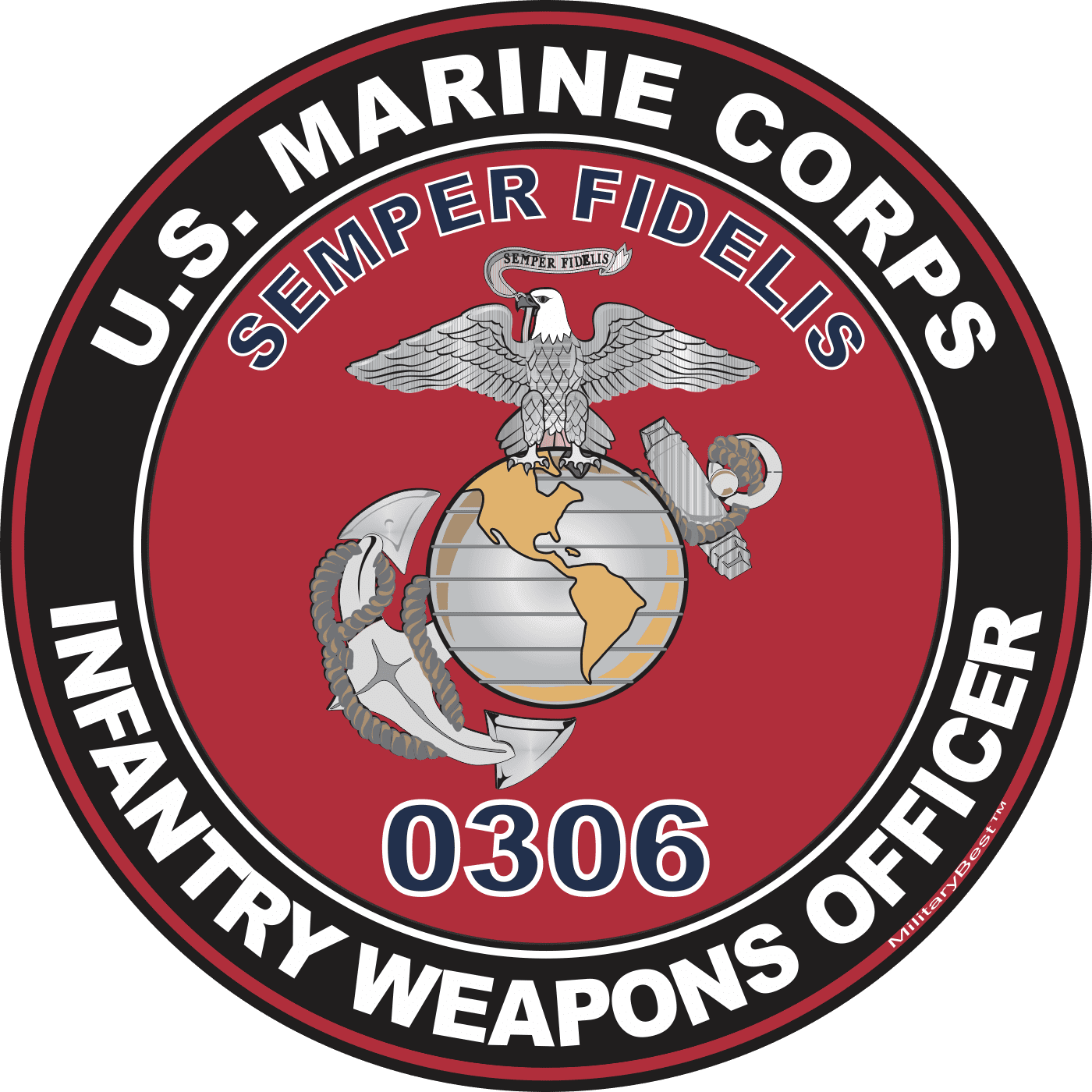 U.S.M.C. MOS 0306 Infantry Weapons Officer Decal 5.5" - Red - Walmart.com