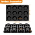 12 Cup Black 1 Muffin Pan Stainless Steel Core Nonstick Baking Tray ...