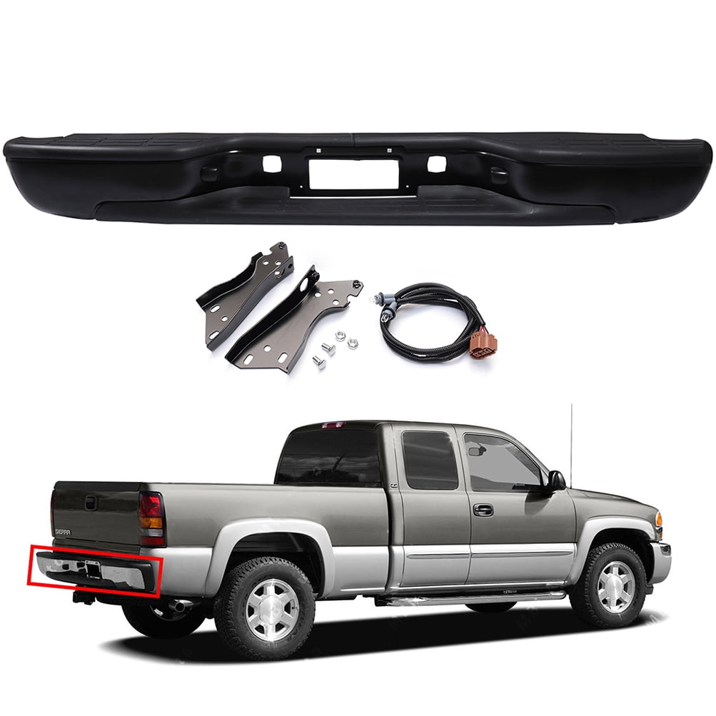 CCIYU Black Rear Bumper With License Plate Lights Compatible for 1999 ...