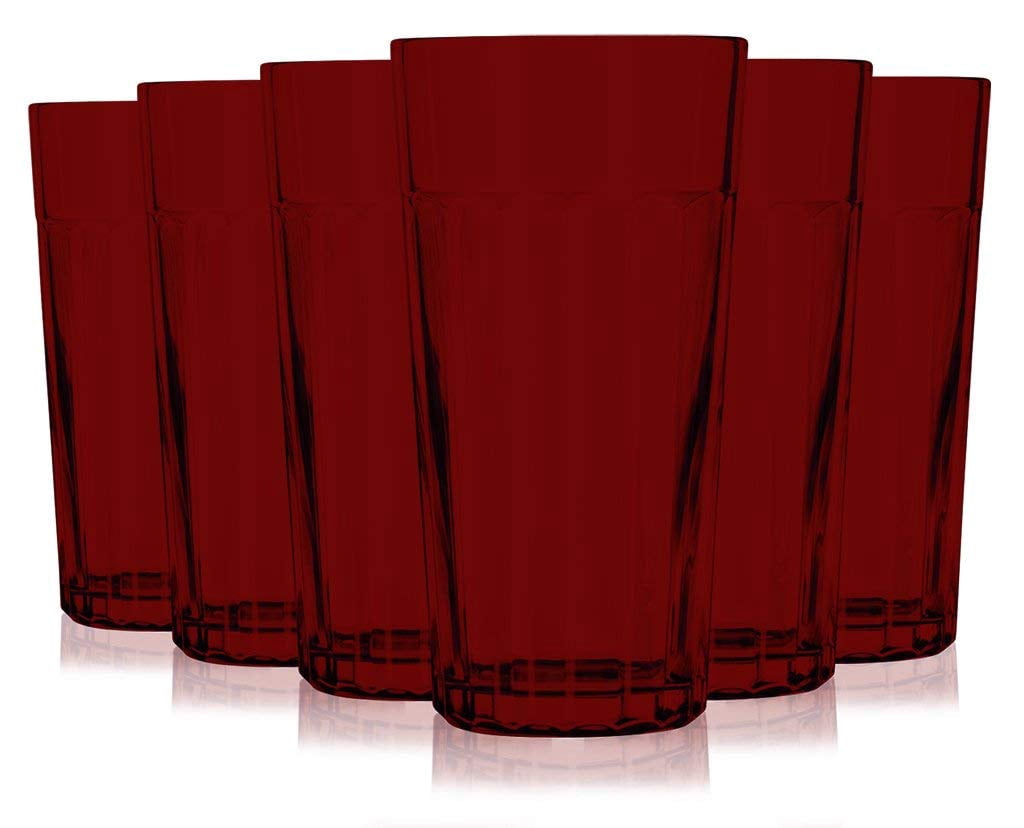 TableTop King 16 oz Jumbo Cooler Glasses, Libbey Full Accent, Red - Set ...