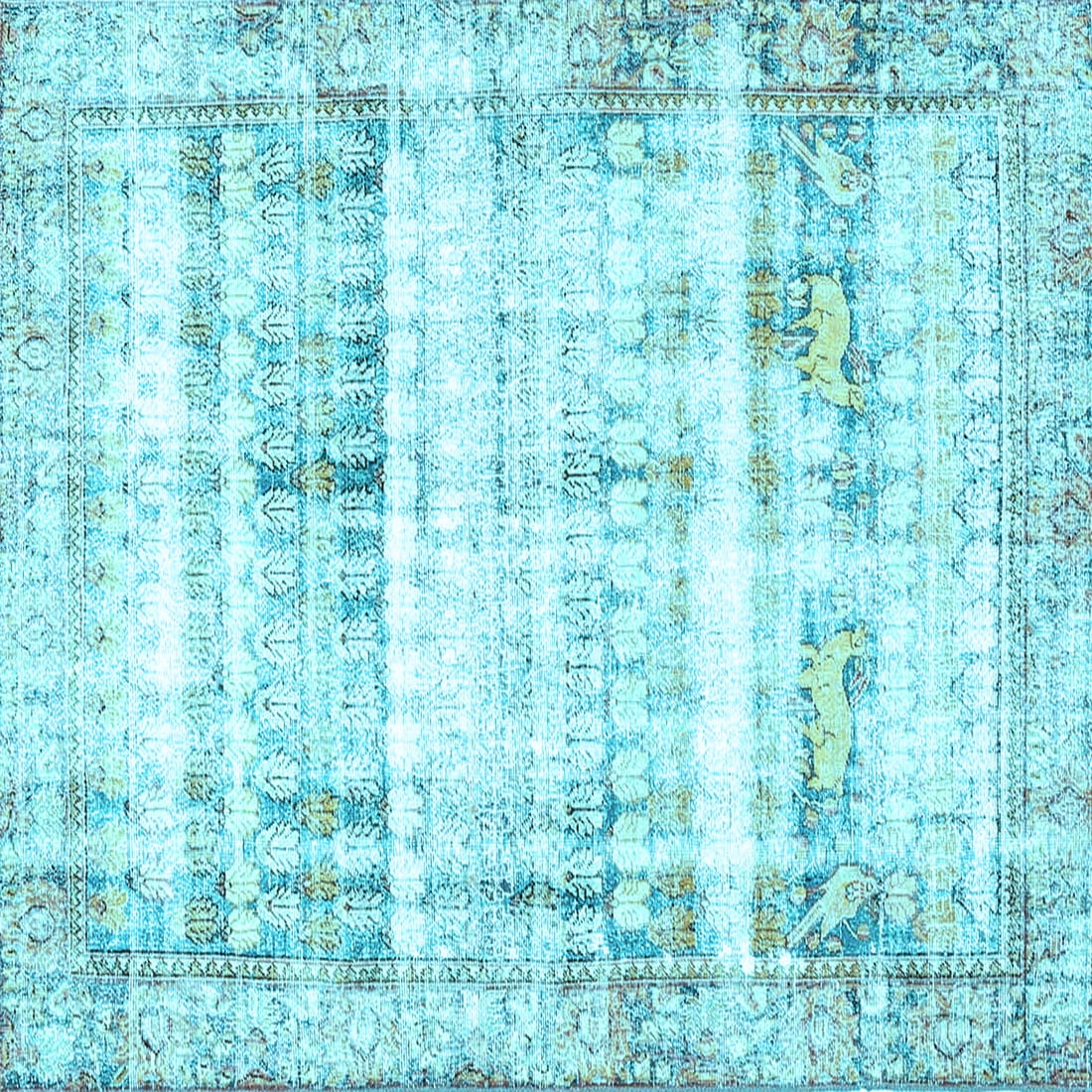 Ahgly Company Indoor Square Persian Light Blue Traditional Area Rugs, 6 ...