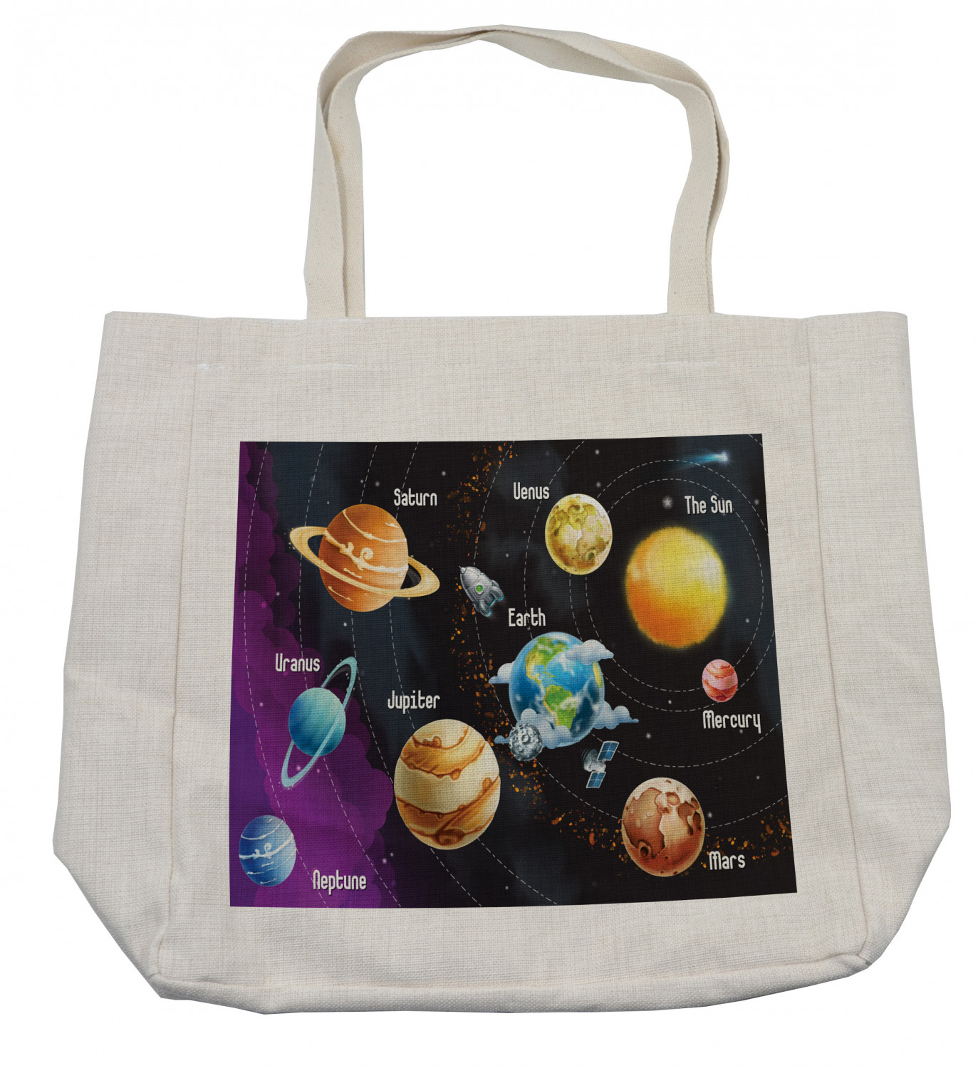 Outer Space Shopping Bag, Solar System of Planets Milky Way Neptune ...