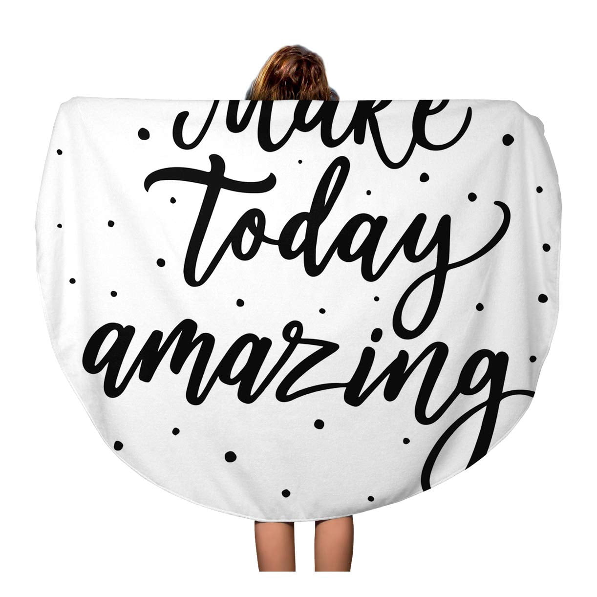 SIDONKU 60 inch Round Beach Towel Blanket Make Today Amazing Hand ...