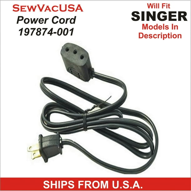 Singer Generic Power Cord 197874-001 Fits 15, 66, 301, 401 & More See ...