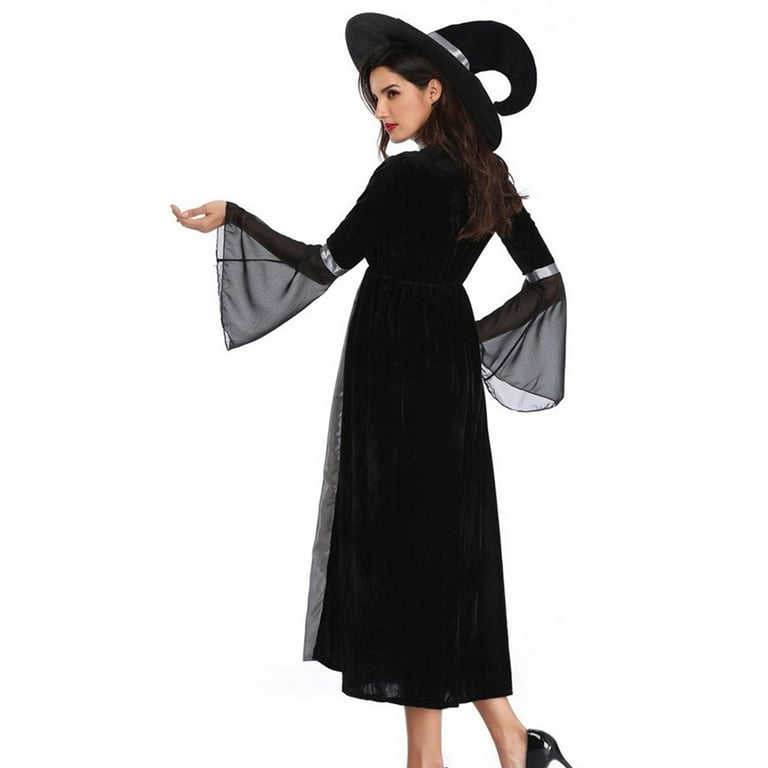 Fanxing ChristmasDeals Women Vampire Cosplay Costume Mesh Lace Long Sleeve Ghost Bride Dress Split Long Dress Retro Costumes Fall Dresses Clearance Sale Black L Walmart