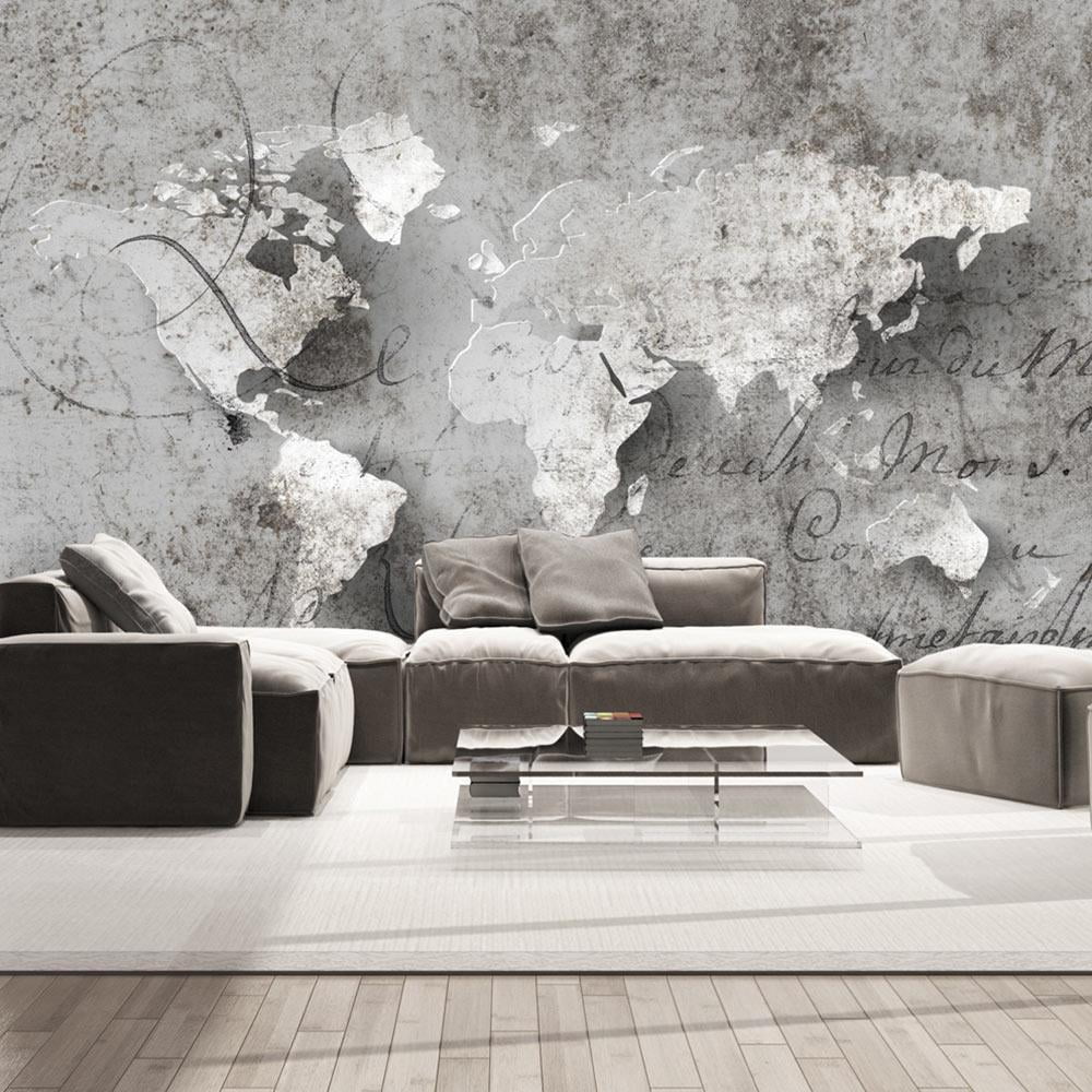Tiptophomedecor World Map Wallpaper Wall Mural - Map & Old Text ...