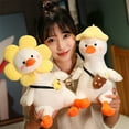 Goose Plush Doll Wear Cute Headgear 3D Eyes White Duck Plushies ...