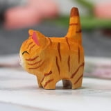 Jlong Lovely Small Carved Cat Figurine, 1.4" DIY Handmade Wood Kitten ...