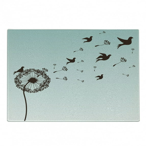Art Cutting Board, Dandelion Flower Arrangement Petals Doves Flying ...