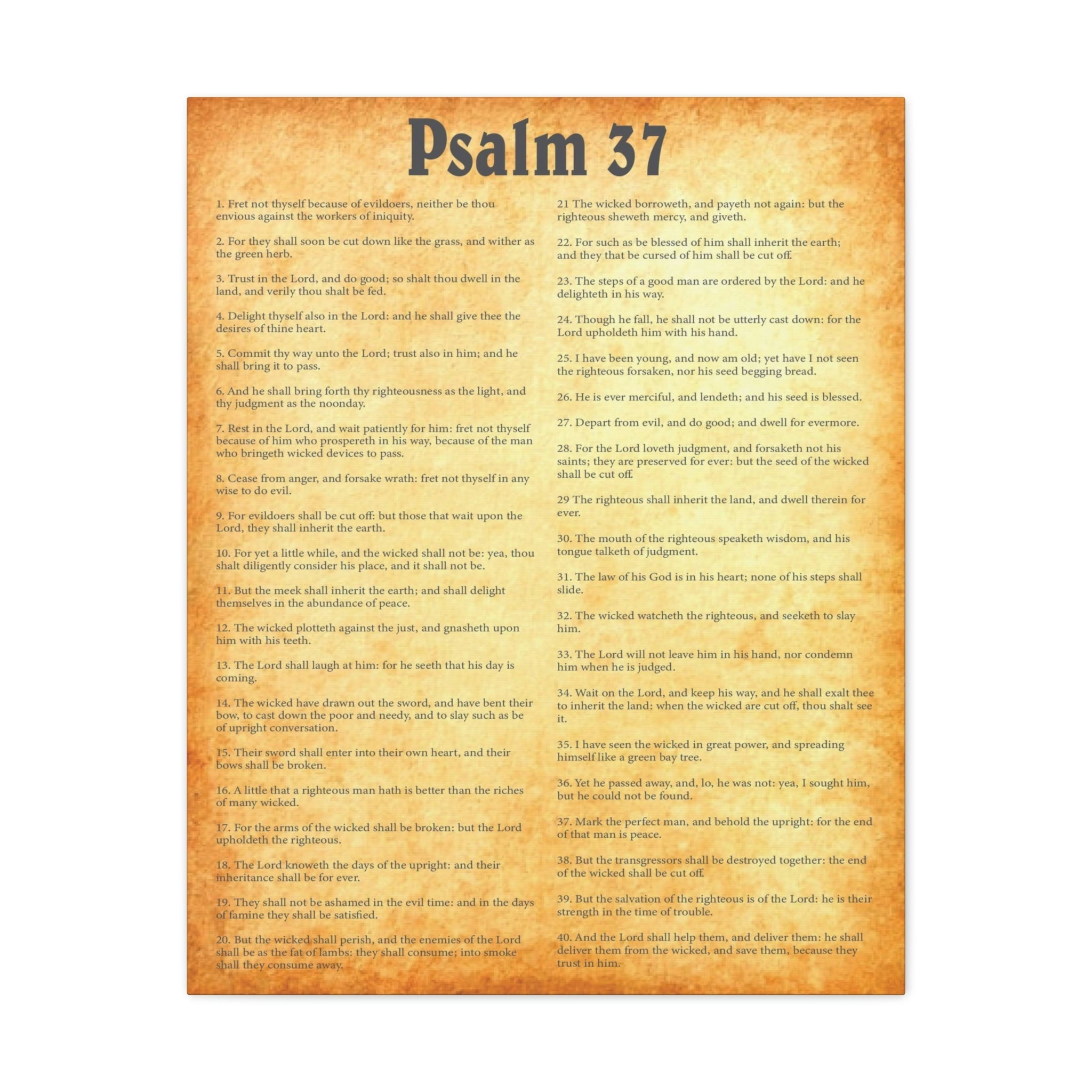 Scripture Walls Psalm 37 Chapter Gold Bible Canvas Christian Wall Art Ready to Hang Unframed ...