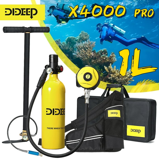 DIDEEP 1L Scuba Tank Diving Oxygen Dive + Inflator Pump Kit Underwater ...