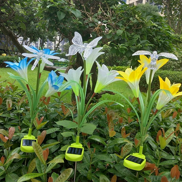 Mistaha 3PCS LED Solar Lights Flower Bird Butterfly Dragonfly Shaped ...