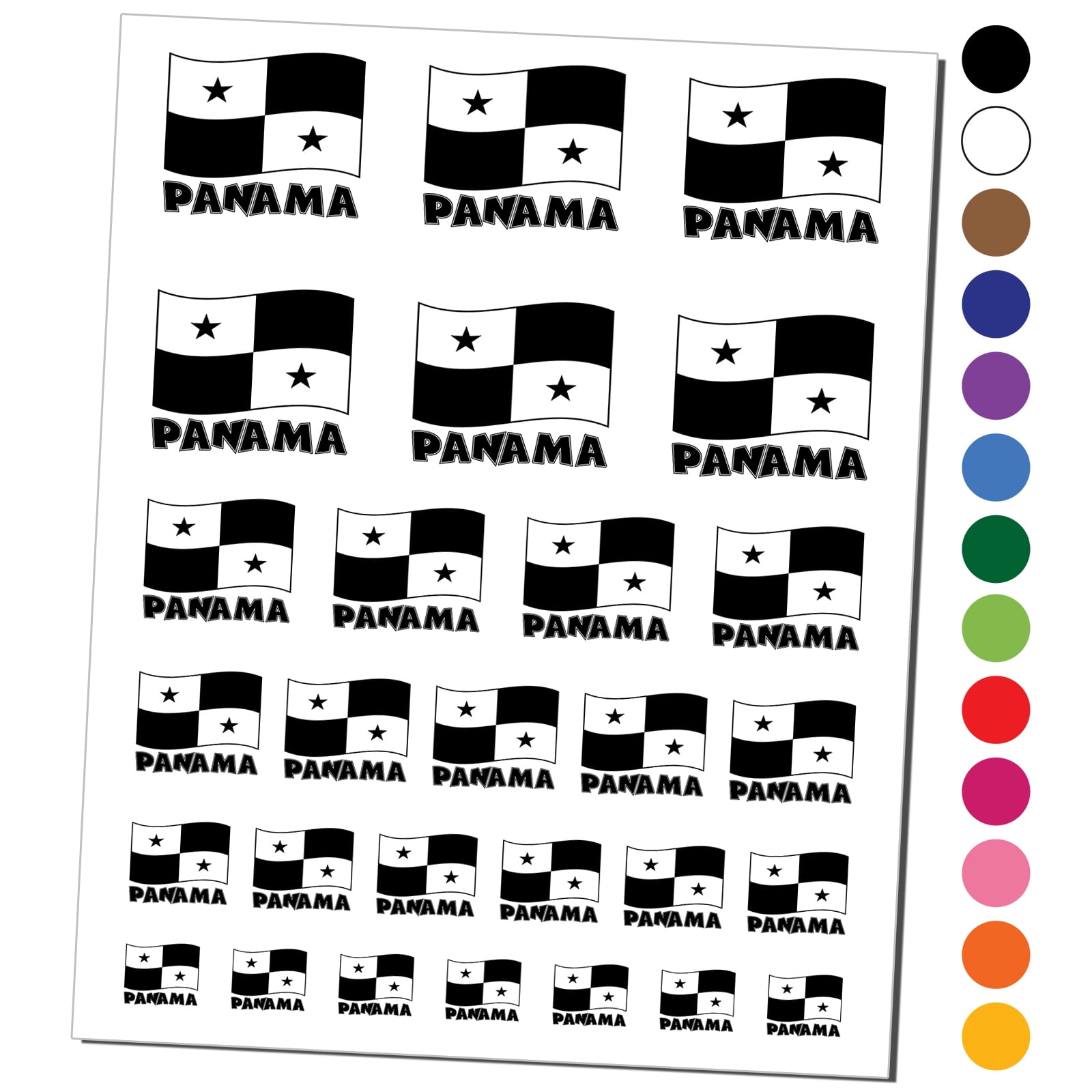 Panama with Waving Flag Cute Water Resistant Temporary Tattoo Set Fake ...