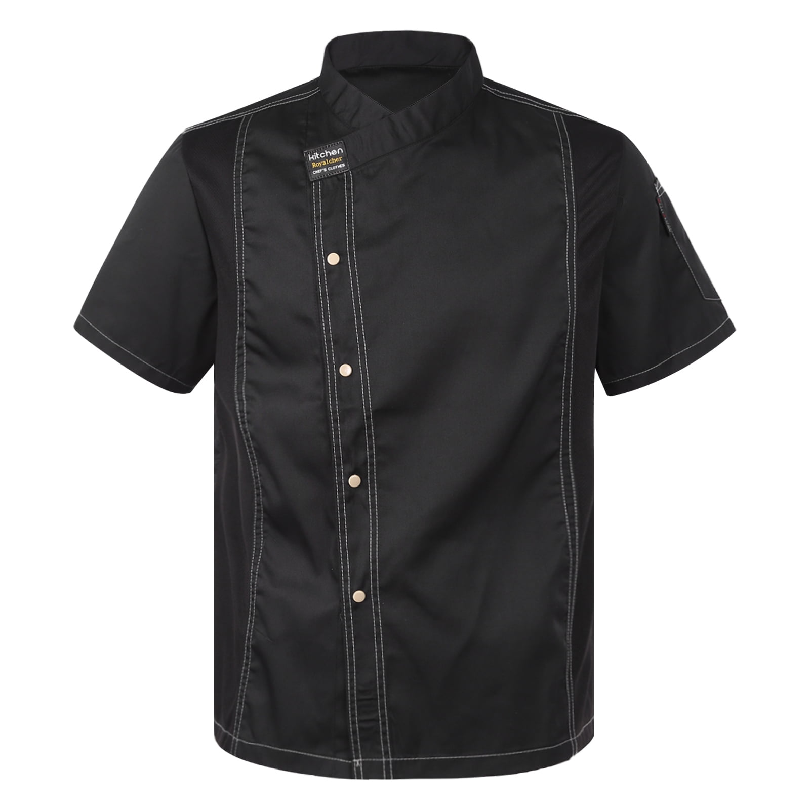 MSEMIS Men's Short Sleeve Button Chef Coat Jacket Kitchen Cook Shirt ...