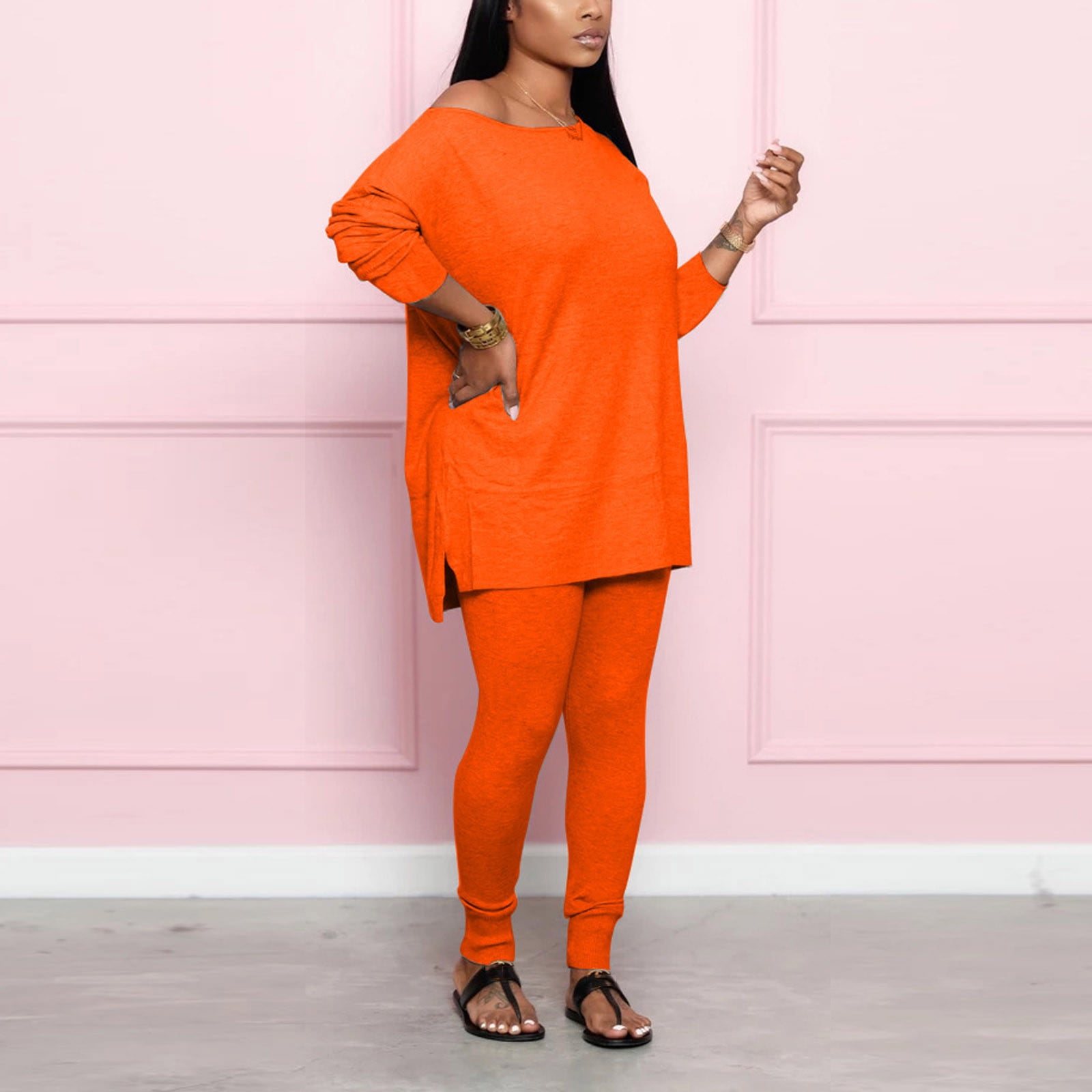 Zzwxwbwomens Sets Wear Plus Size Ladies Loose Solid Color Fashion