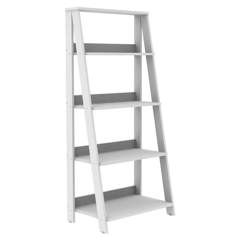 Pemberly Row 4-Shelf Wood Ladder Bookcase in White - Walmart.com