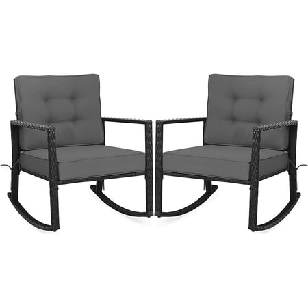 ORALNER Patio Rocking Chair Outdoor Furniture, Wicker Rocker Rattan ...