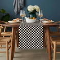 Black Beige Checkered Cotton Linen Table Runner Abstract Minimalist ...