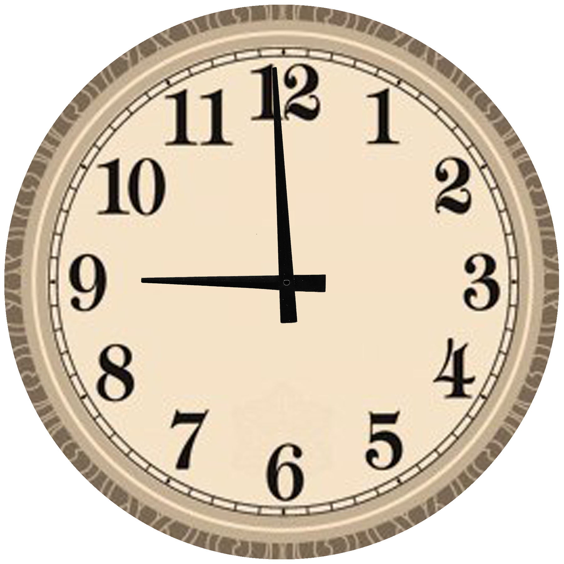Large Wood Wall Clock 24 Inch Round Black and Tan Basic Round Small ...