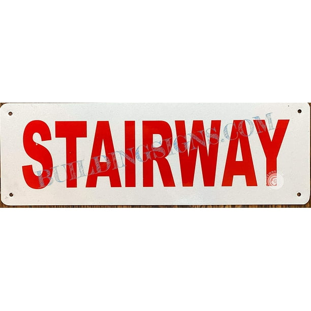Stairway Sign (White, Reflective, Aluminium 4X12,Rust Free) (ref-2201 ...