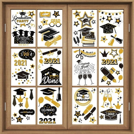 200 Pieces Graduation Window Clings 20 Sheets 2021 Graduation ...
