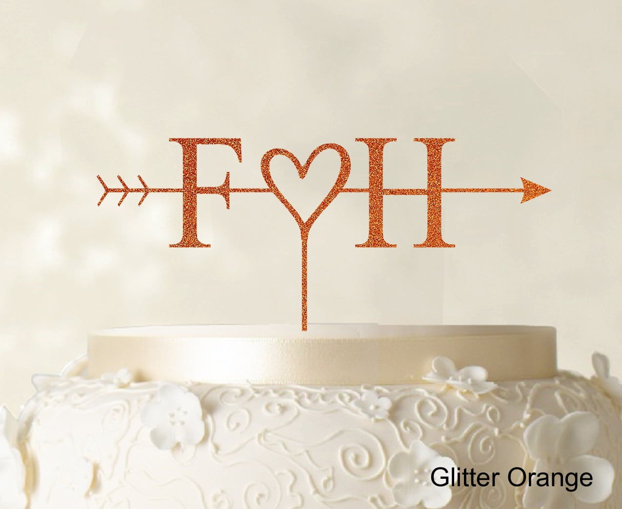 "Initial Name Cake Topper Personalized Glitter Orange Cake Topper Color ...