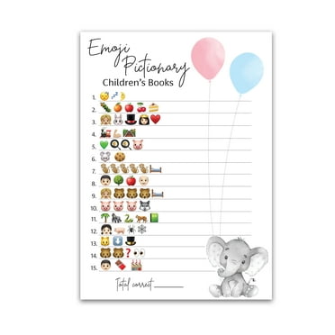 BLUE Emoticon Baby Shower Games — Pack of 25 — Pictionary Children's ...