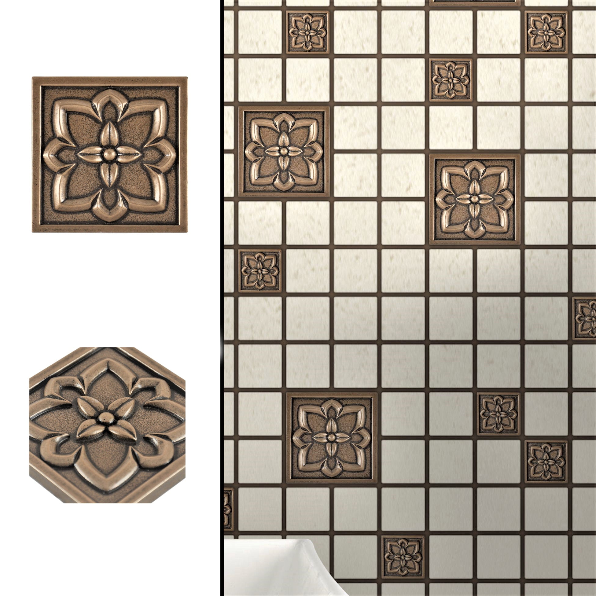 Crown Metal Insert Tile Bronze 2x2 ( PACK OF 8 PIECE ) - Walmart.com