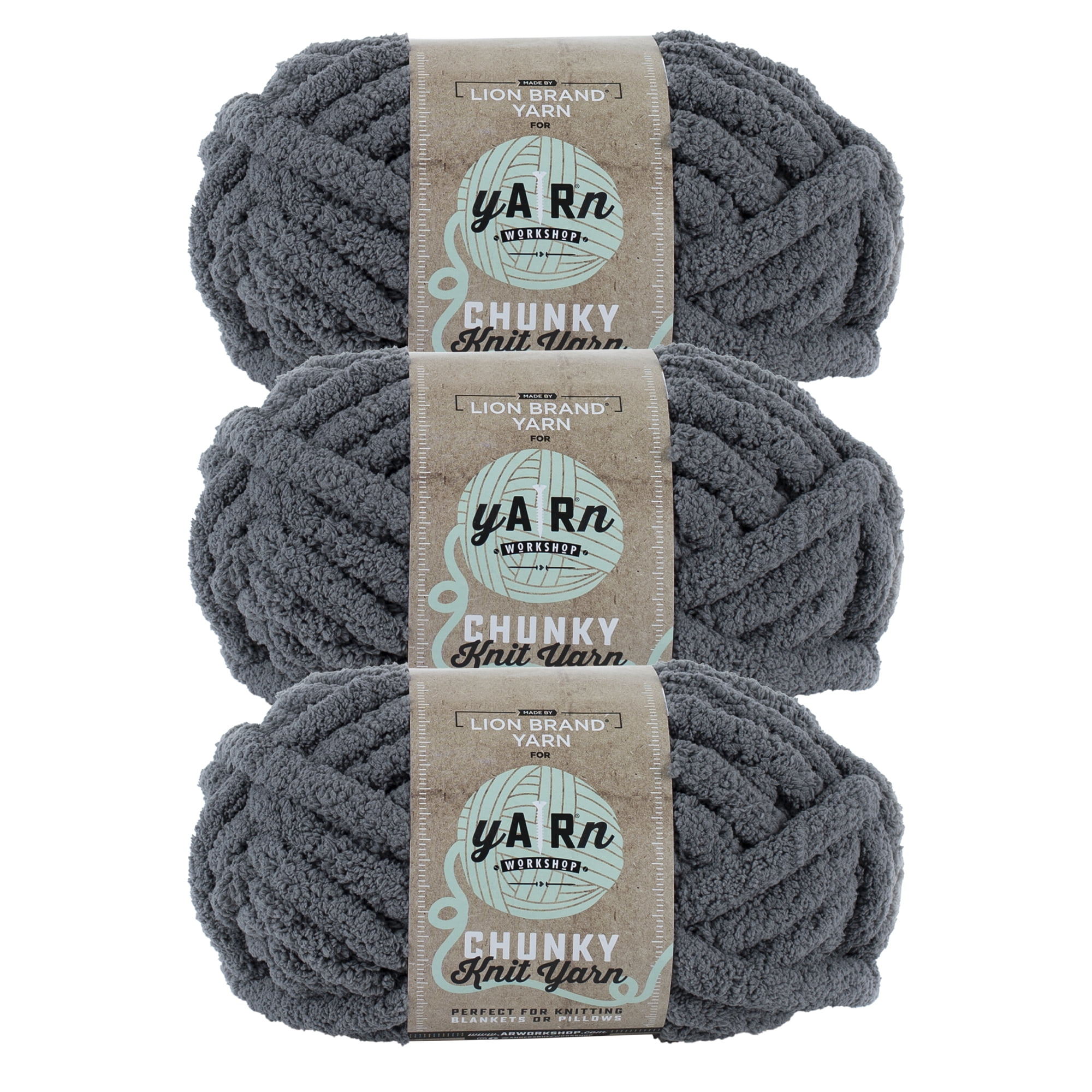 Lion Brand Yarn AR Workshop Python Chenille Jumbo Polyester Gray Yarn 3 ...