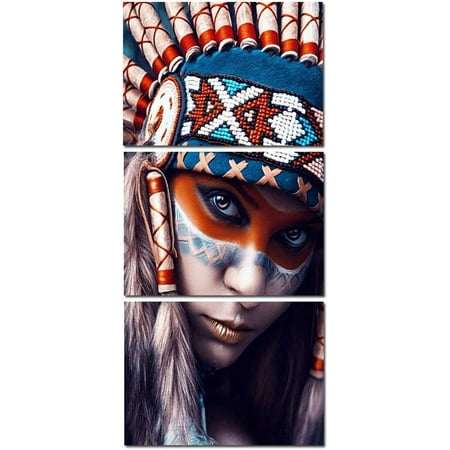 Native American Indian Canvas Wall Art Paintings Woman Girl Colorful ...