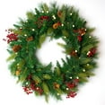 Celestial Lights Battery Operated Cone and Berry Wreath with Dual Color ...