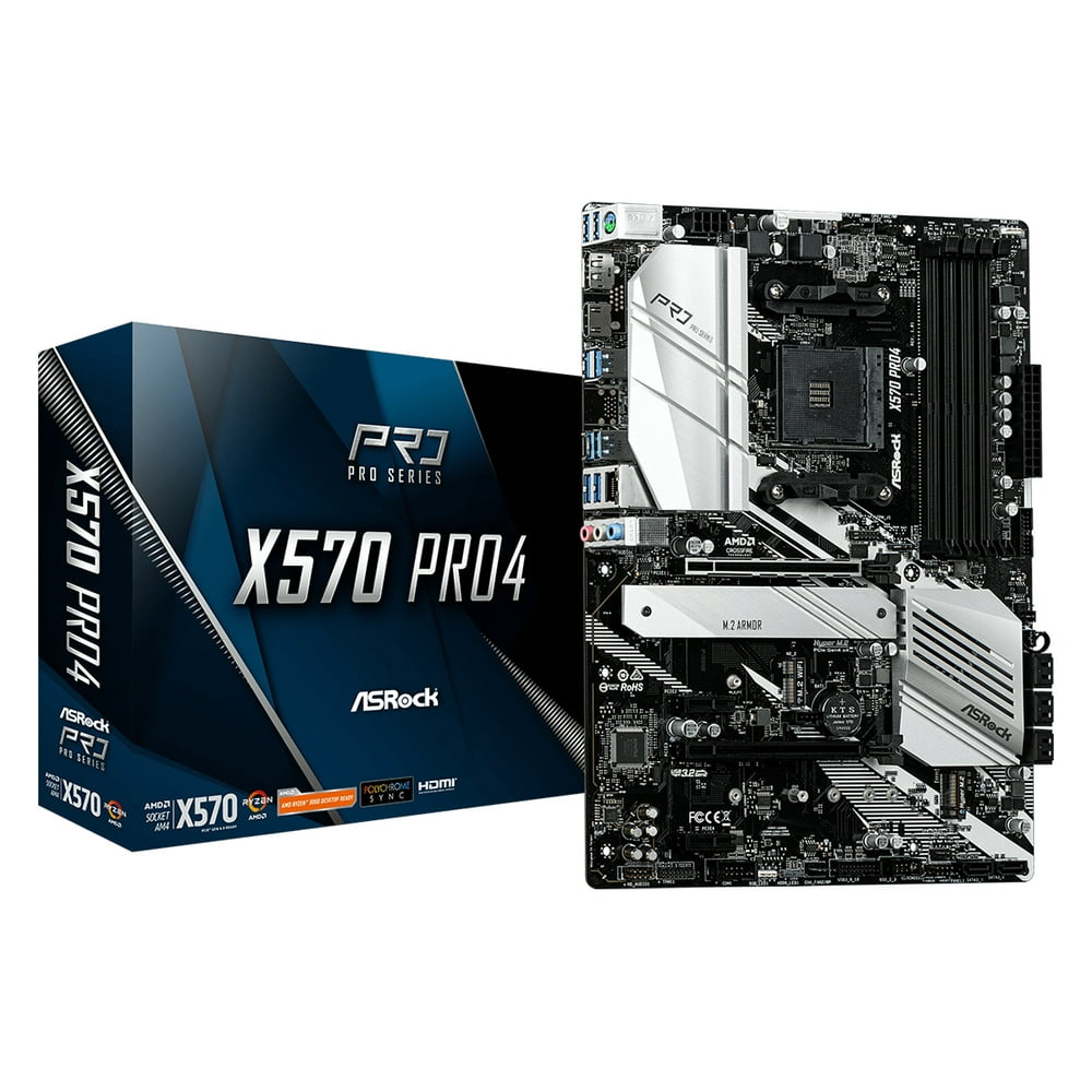 Asrock Pro 4 AM4 AMD X570 ATX DDR4-SDRAM Motherboard - Walmart.com ...