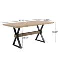 Euroco 63" Wood Rectangular Dining Table for 4-6, Kitchen Table with X ...