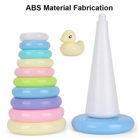 Rainbow Stacking Rings Tower Duck Toy for Kids Colorful Rainbow ...