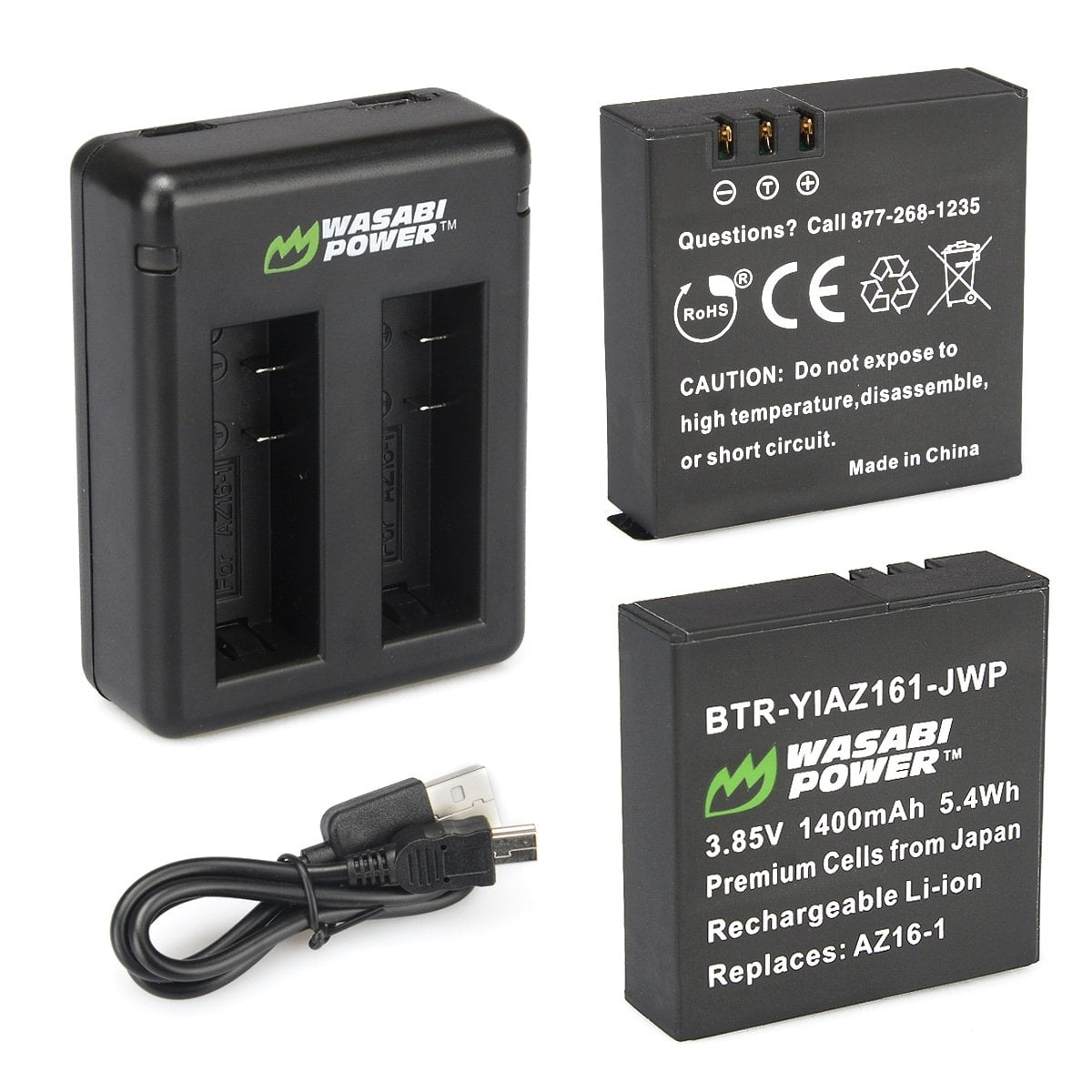 Wasabi Power Battery (2-Pack) and Dual Charger for Xiaomi YI 4K Camera ...