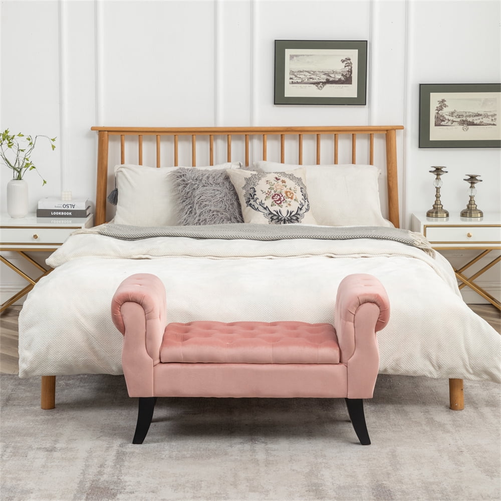 40" Velvet Storage Ottoman Bench for Bedroom, End of Bed Button Tufted ...