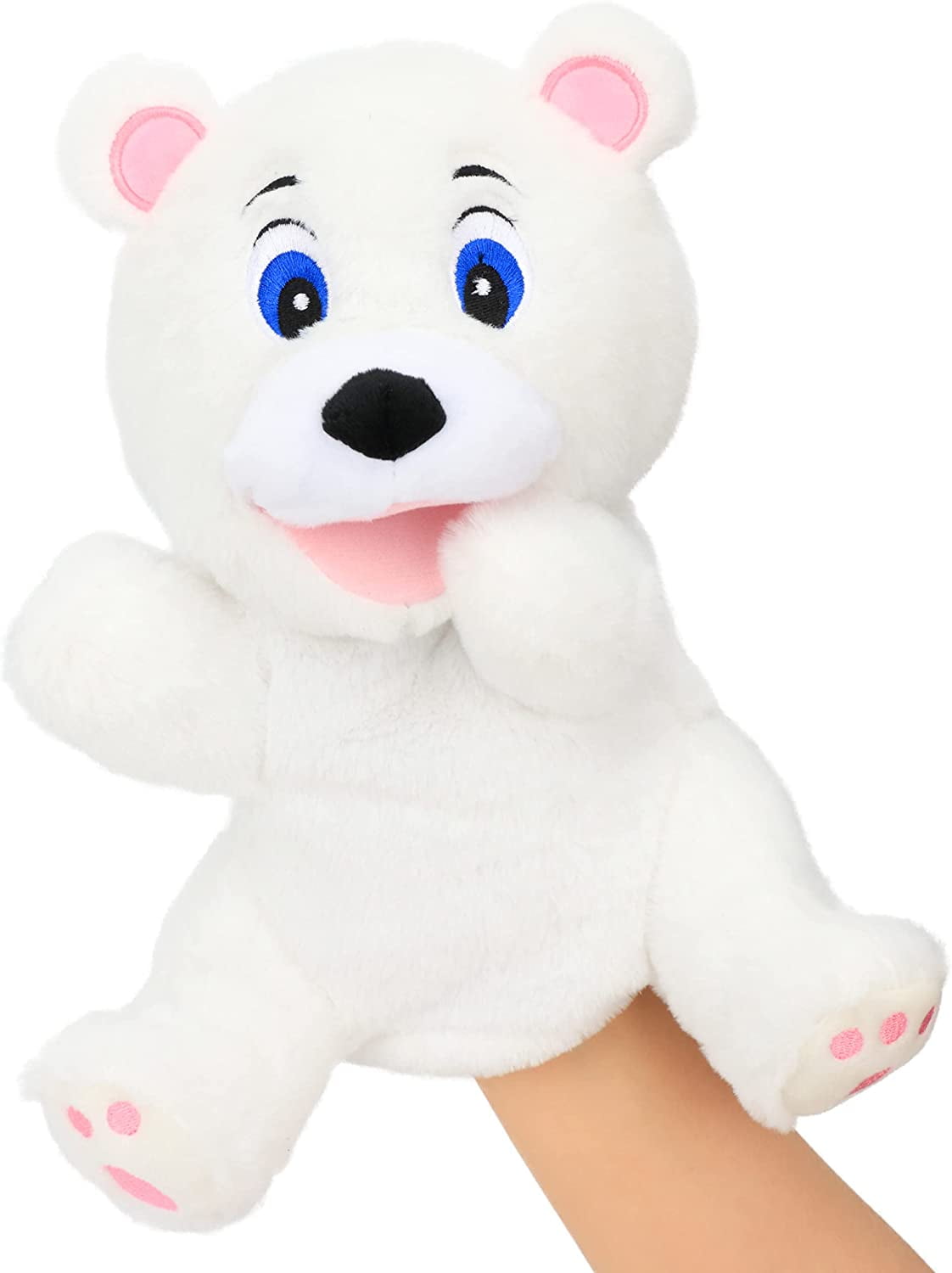 Hopearl Bear Hand Puppet Plush Animal Toys with Open Movable Mouth ...