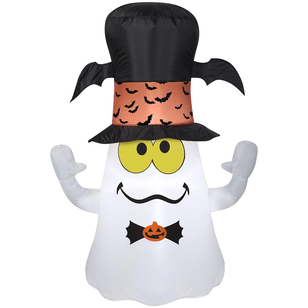 3 1/2' Gemmy Airblown Inflatable Halloween Ghost w/ Bat Top Hat ...