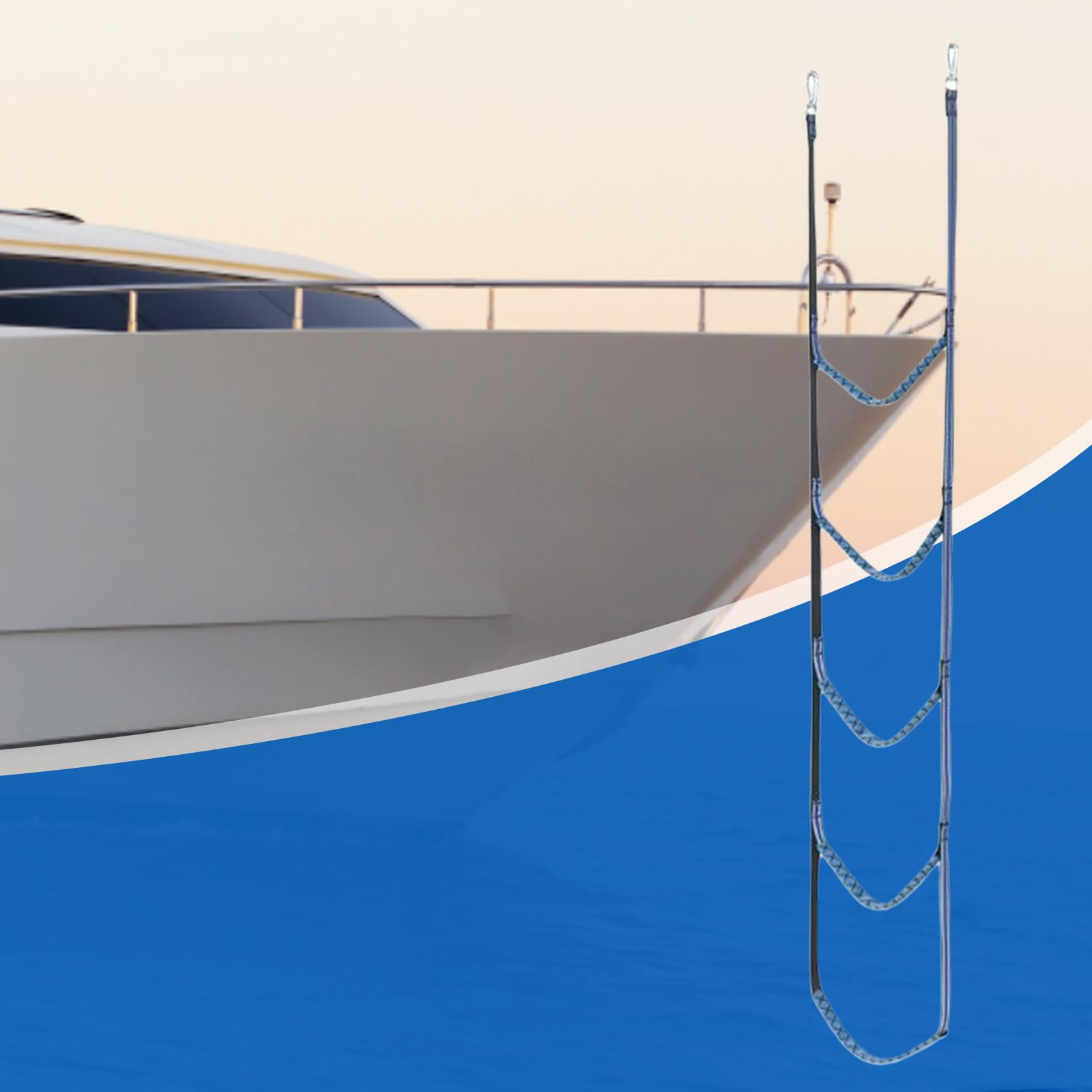 Nylon Inflatable Boat Rib Boarding Ladder W/ Hooks Swim Rope Ladder ...