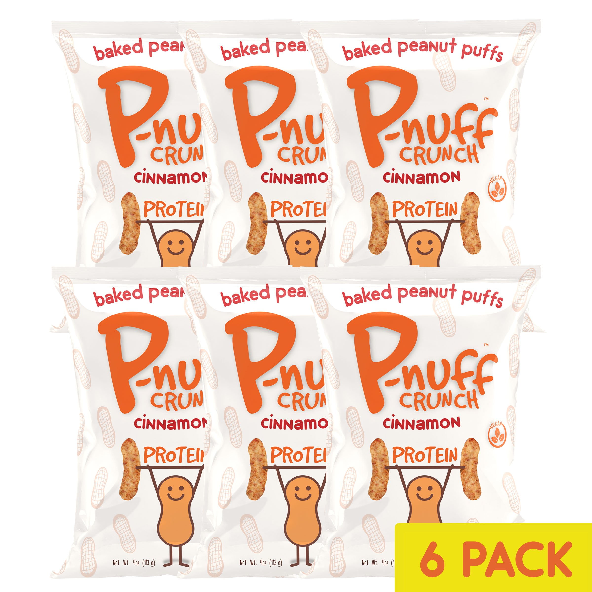P-nuff Crunch Baked Protein Peanut & Cinnamon Puffs 4oz, 6 Pack ...