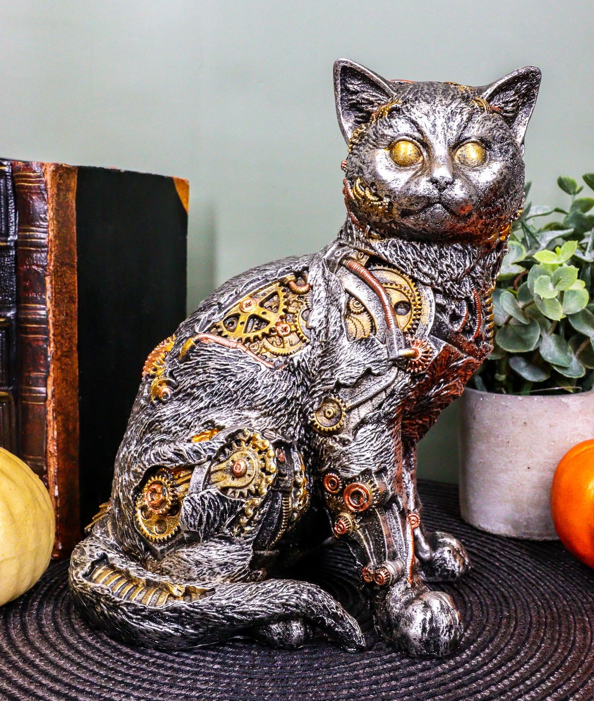 Ebros Steampunk Cyborg Cat with Clockwork Gears Nuts and Bolts Statue 8 ...