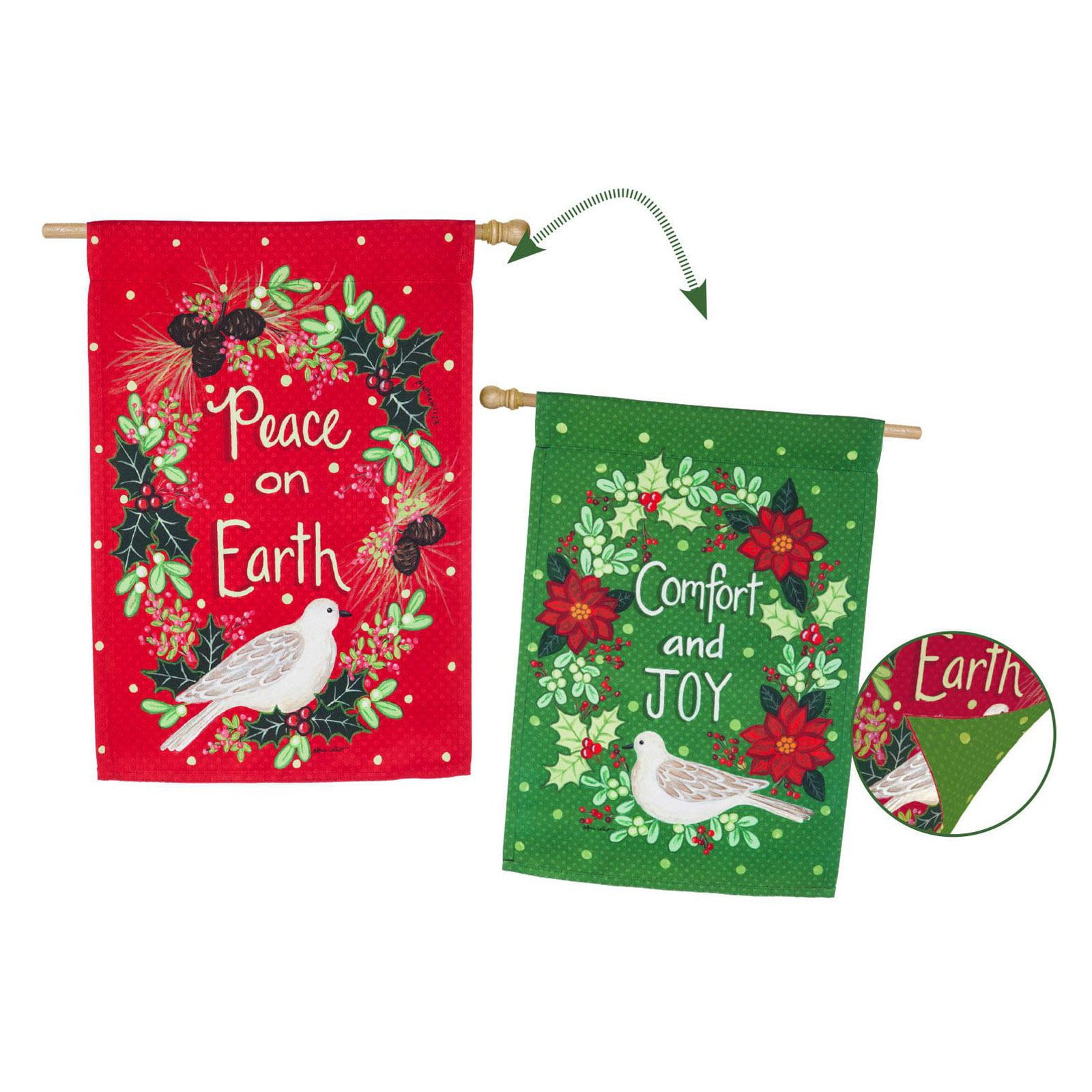 Evergreen Suede 2-Sided House Flag - Peace, Comfort & Joy - Walmart.com