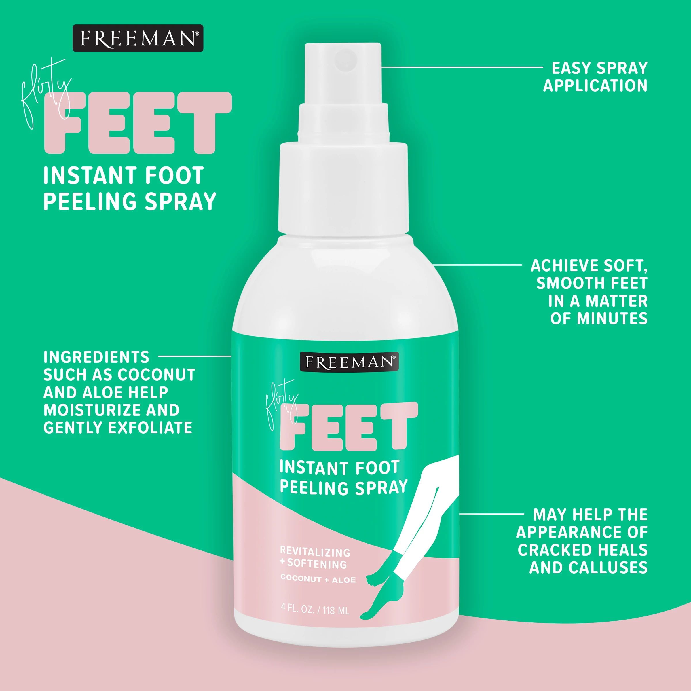 Freeman Flirty feet Coconut & Aloe Softening Peeling Foot Spray, 4 fl ...