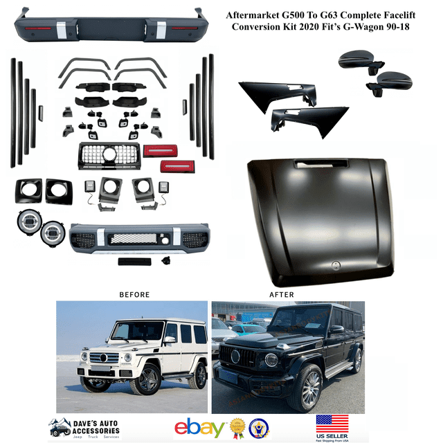 G63 Body Kit Conversion 2019+ Style Bumper fenders Hood Facelift G500 ...