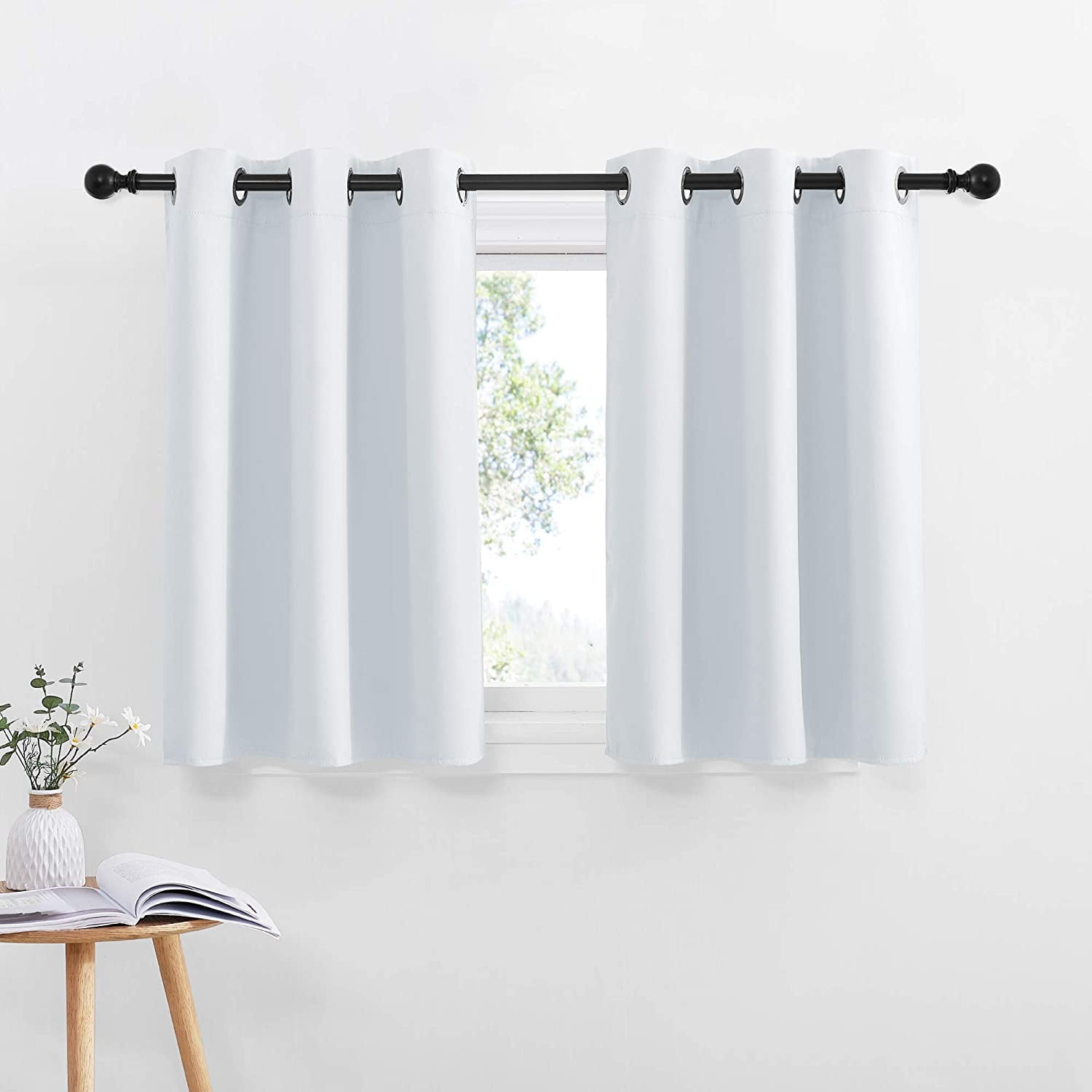 Click here for Siabc-Greyish White Kitchen Curtain Panels - Room... prices