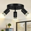 3-Light Industrial Directional Track Lighting, Adjustable Round Ceiling ...