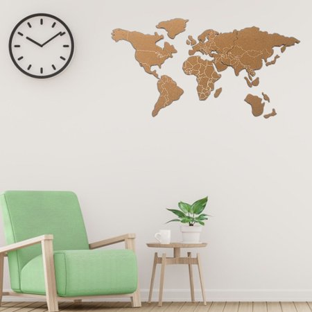 kurtrusly Travel World Map Strip Wooden Cork Board with Push Pins Self ...