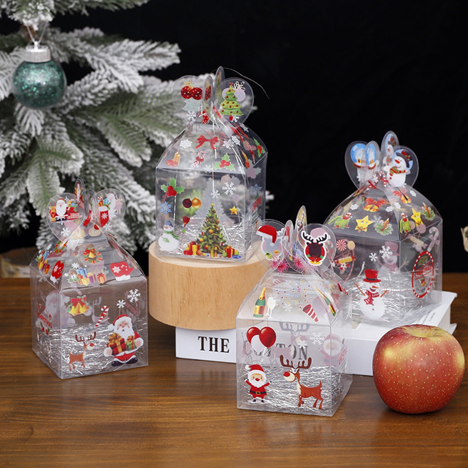 UDIYO 5Pcs Gift Boxes Christmas Decorations Transparent Present Box ...