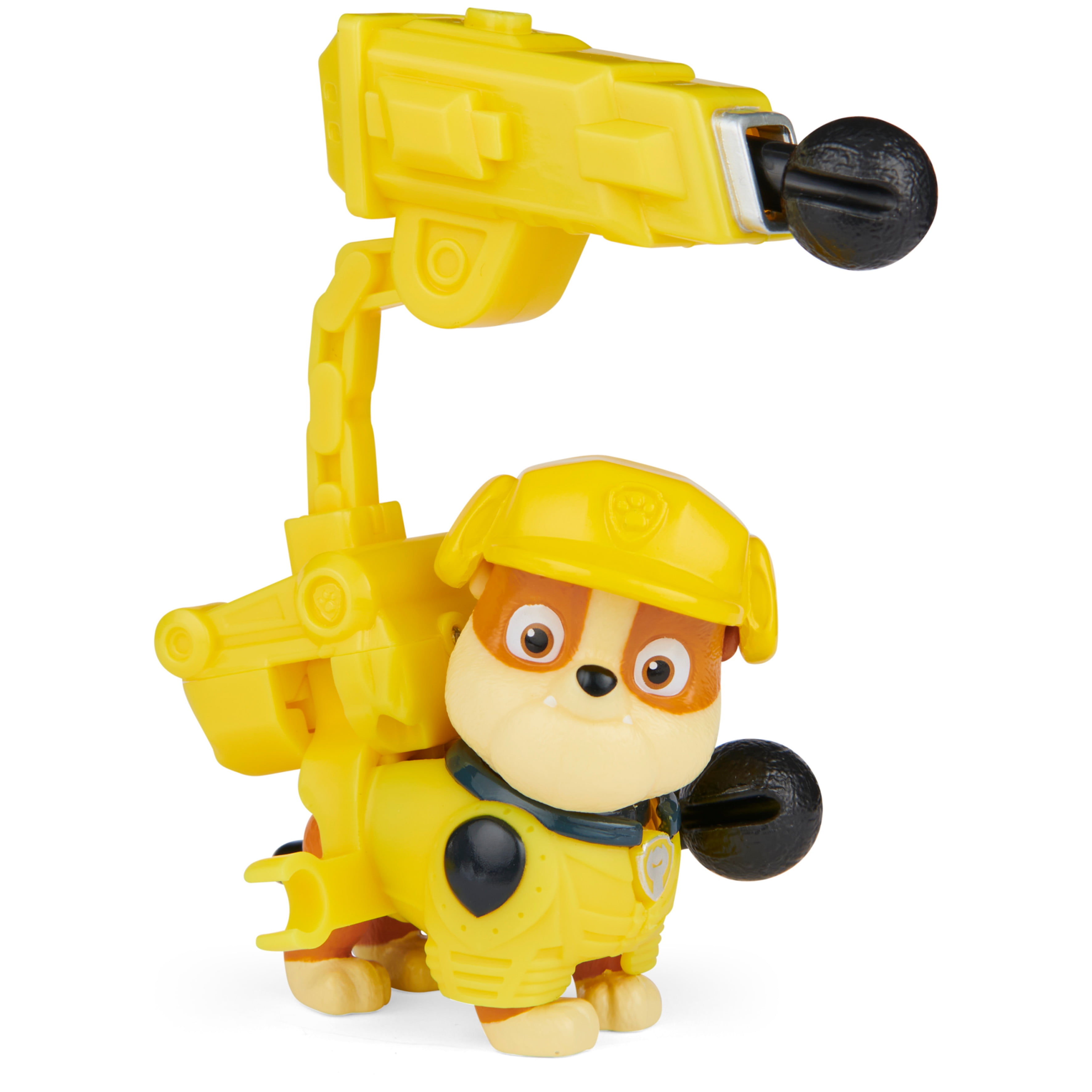PAW Patrol, Rubble Action Figure with Clip-on Backpack and Projectiles ...
