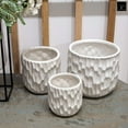 Urban Trends Collection Ceramic Round Pot with Scooped Design Body, Set ...